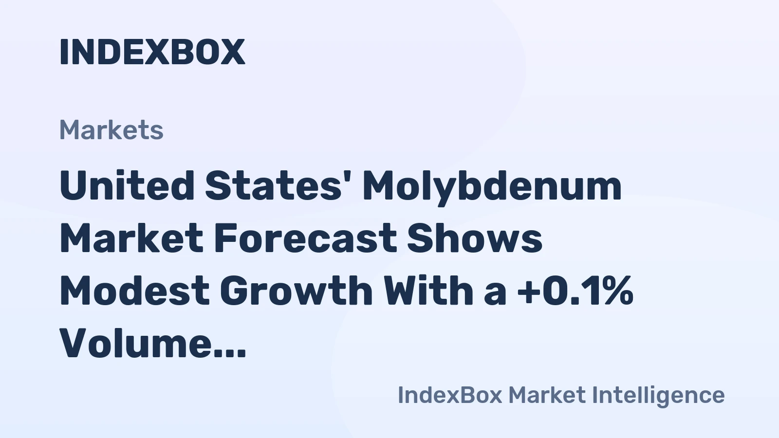 United States' Molybdenum Market Forecast Shows Modest Growth With a +0.1% Volume CAGR