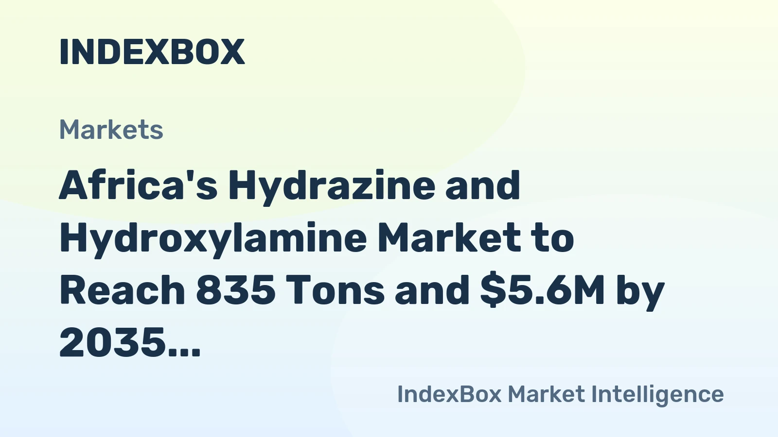 Africa's Hydrazine and Hydroxylamine Market to Reach 835 Tons and $5.6M by 2035
