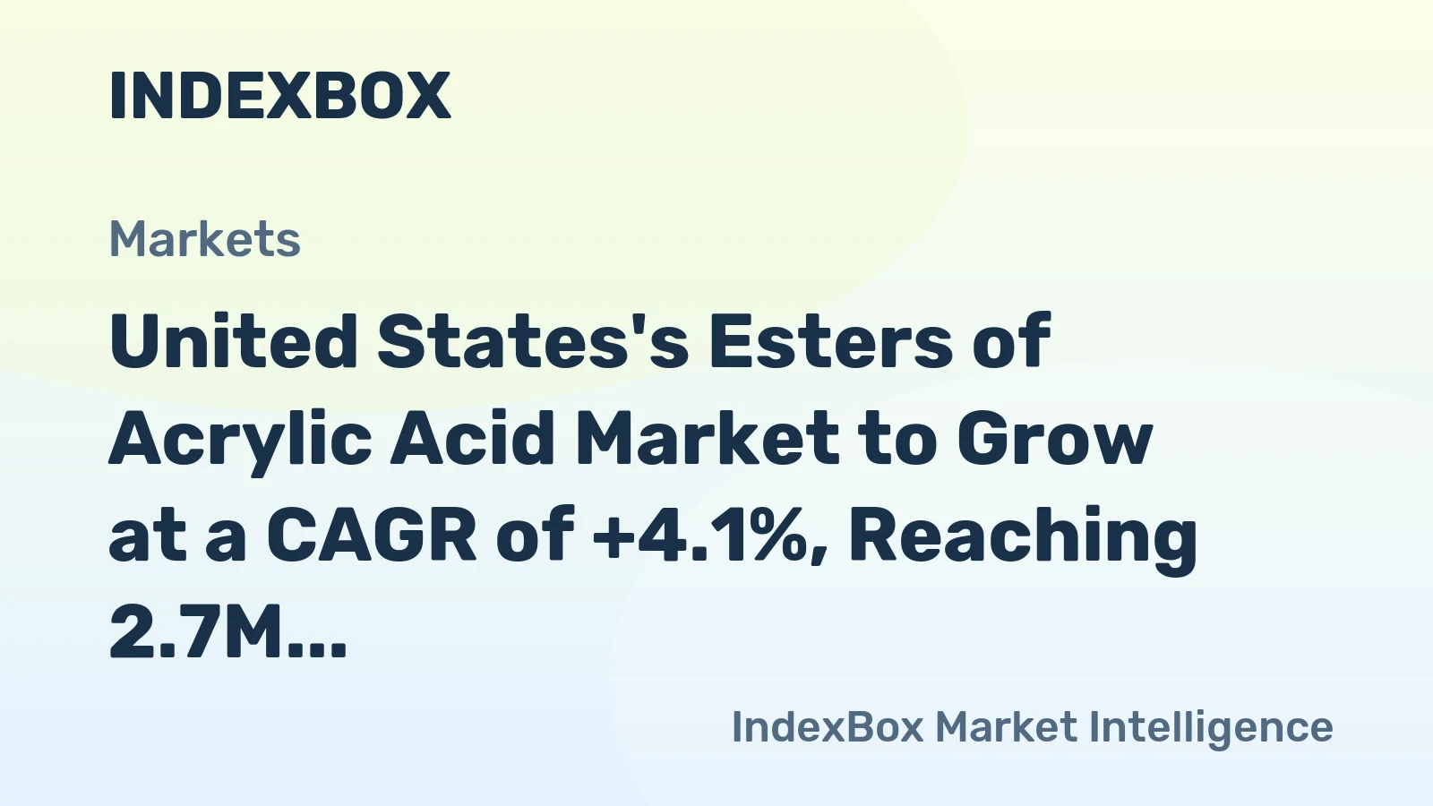 United States's Esters of Acrylic Acid Market to Grow at a CAGR of +4.1%, Reaching 2.7M Tons by 2035