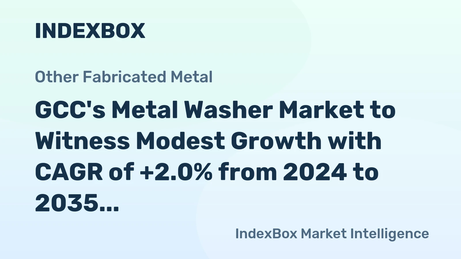 GCC's Metal Washer Market to Witness Modest Growth with CAGR of +2.0% from 2024 to 2035, Reaching 14K Tons