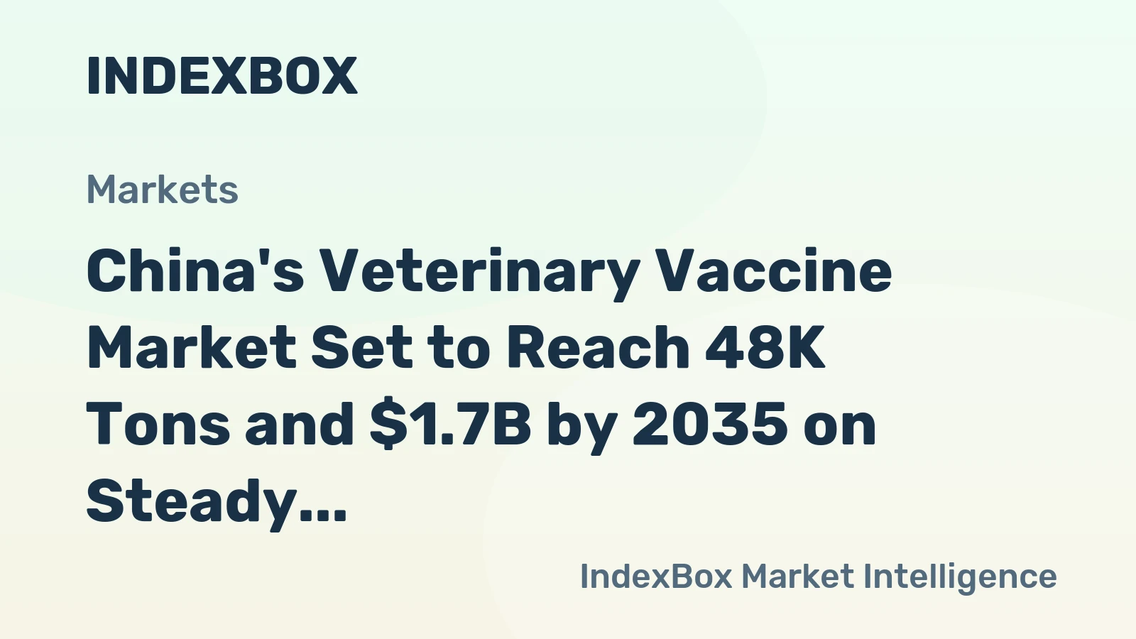 China's Veterinary Vaccine Market Set to Reach 48K Tons and $1.7B by 2035 on Steady Growth