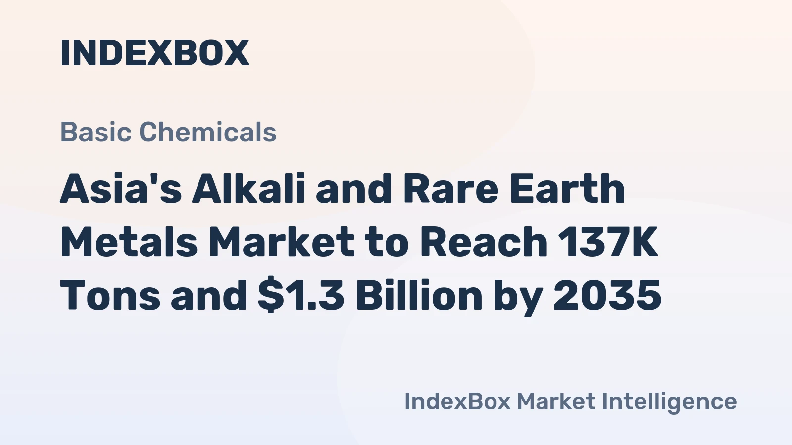 Asia's Alkali and Rare Earth Metals Market to Reach 137K Tons and $1.3 Billion by 2035