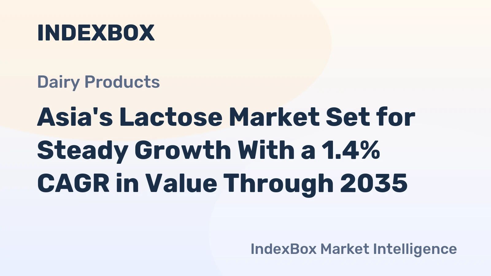 Asia's Lactose Market Set for Steady Growth With a 1.4% CAGR in Value Through 2035