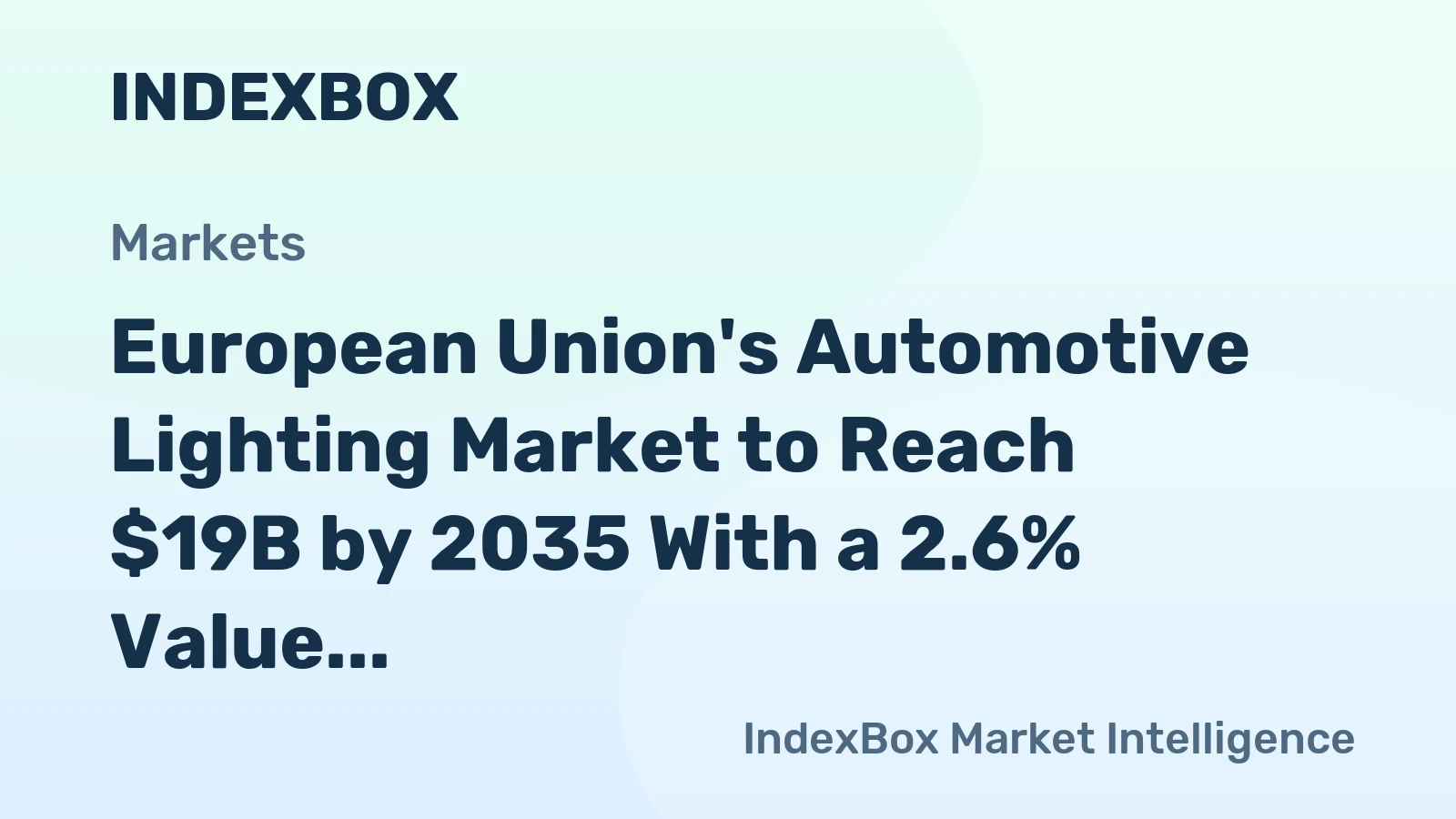 European Union's Automotive Lighting Market to Reach $19B by 2035 With a 2.6% Value CAGR