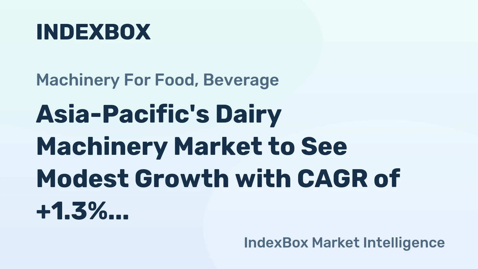 Asia-Pacific's Dairy Machinery Market to See Modest Growth with CAGR of +1.3% Through 2035