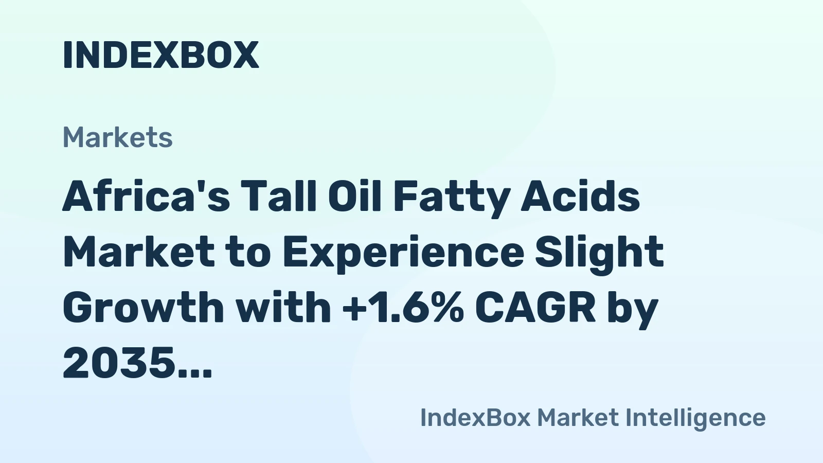 Africa's Tall Oil Fatty Acids Market to Experience Slight Growth with +1.6% CAGR by 2035