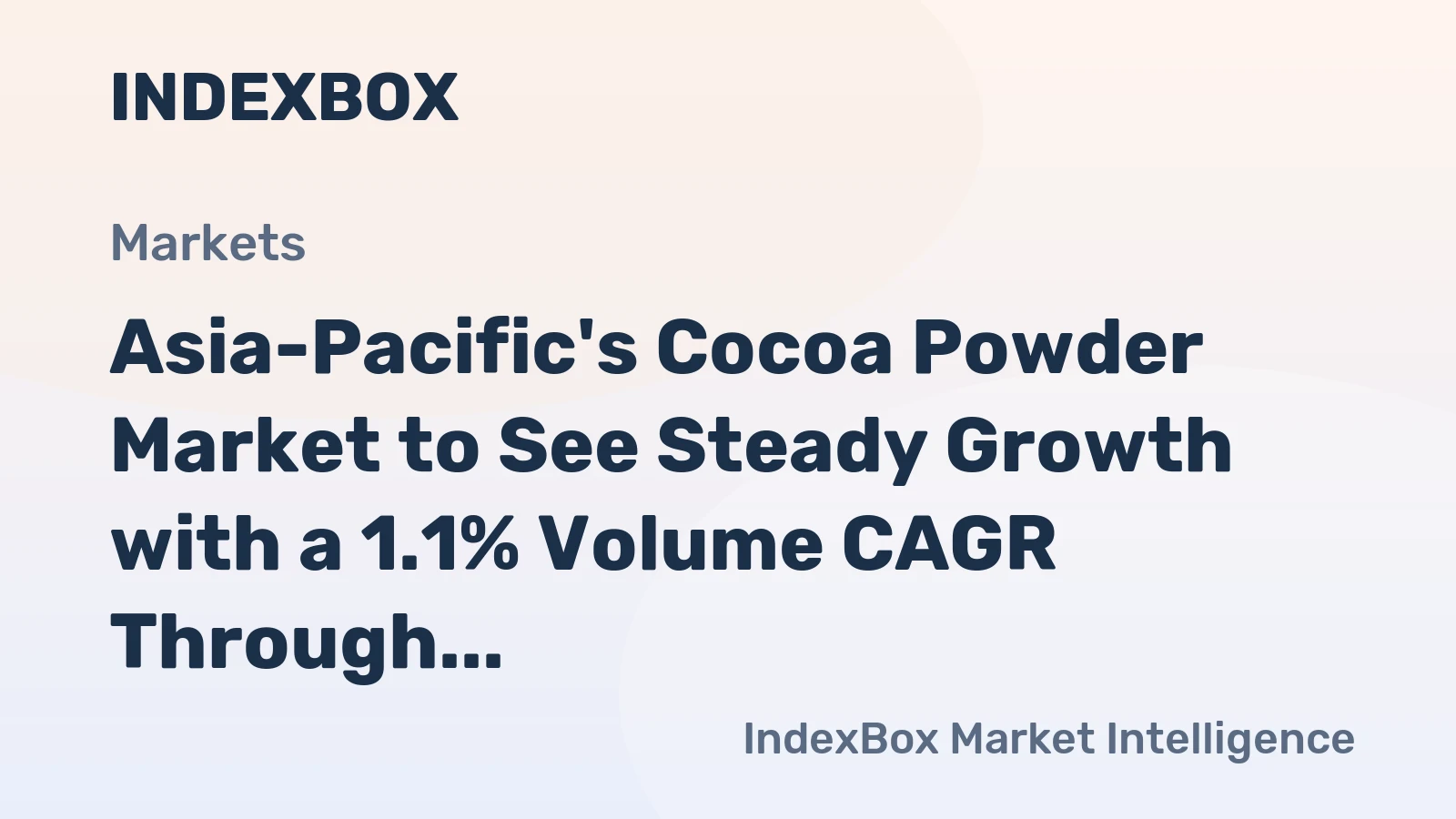 Asia-Pacific's Cocoa Powder Market to See Steady Growth with a 1.1% Volume CAGR Through 2035