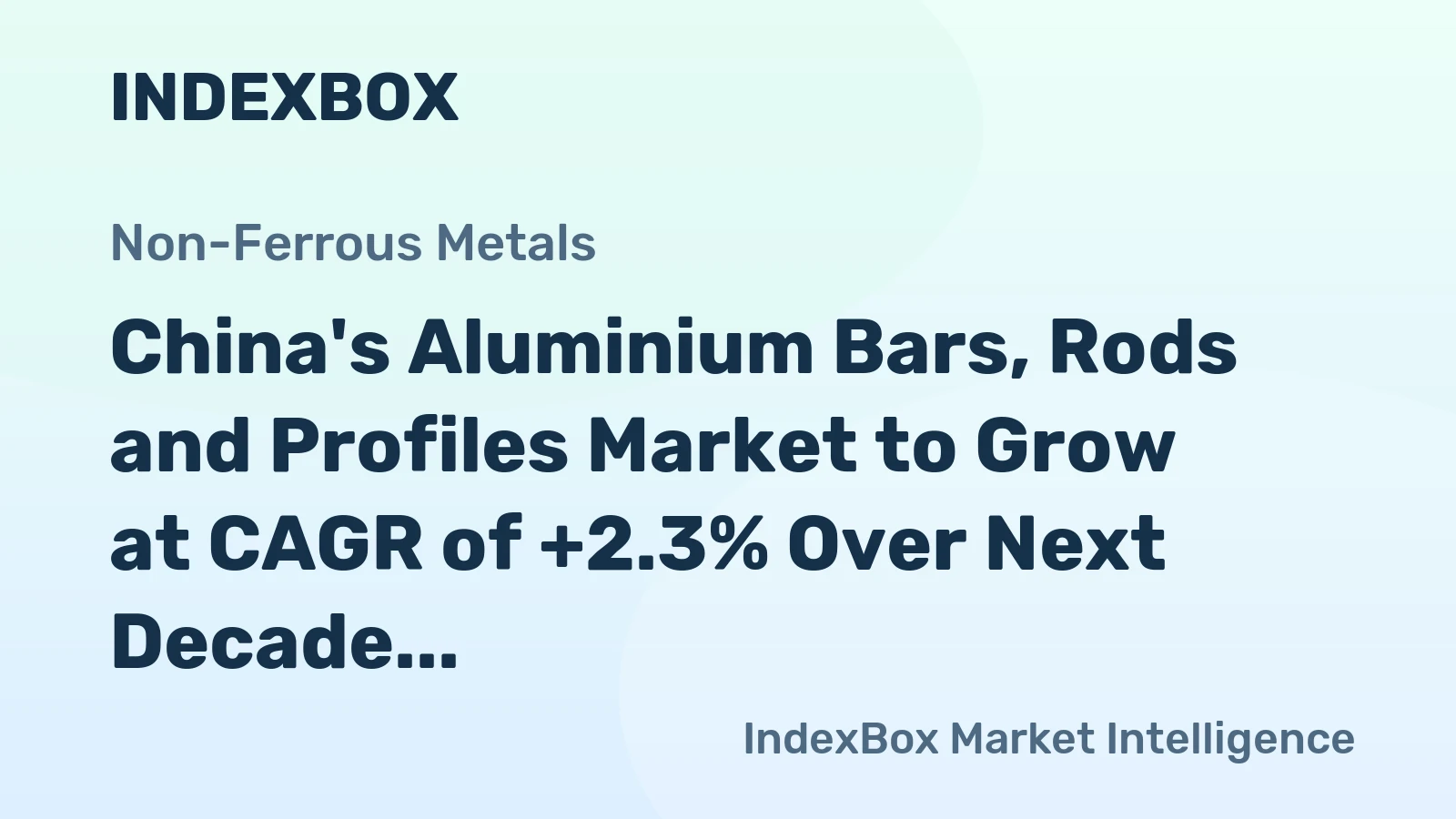 China's Aluminium Bars, Rods and Profiles Market to Grow at CAGR of +2.3% Over Next Decade