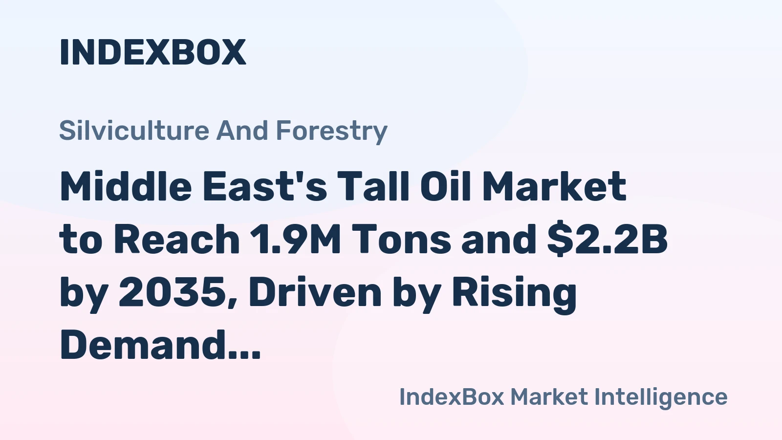 Middle East's Tall Oil Market to Reach 1.9M Tons and $2.2B by 2035, Driven by Rising Demand