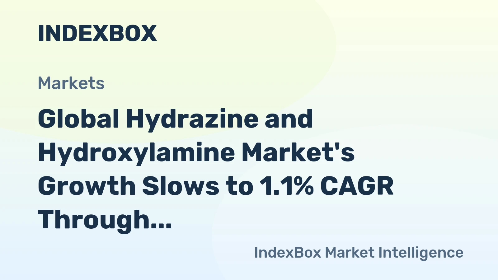 Global Hydrazine and Hydroxylamine Market's Growth Slows to 1.1% CAGR Through 2035