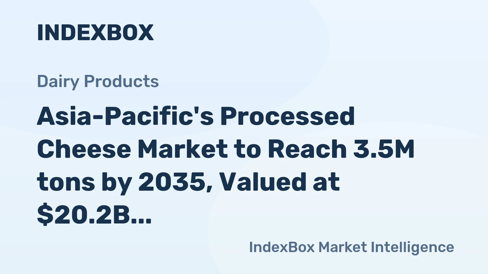 Asia-Pacific's Processed Cheese Market to Reach 3.5M tons by 2035, Valued at $20.2B