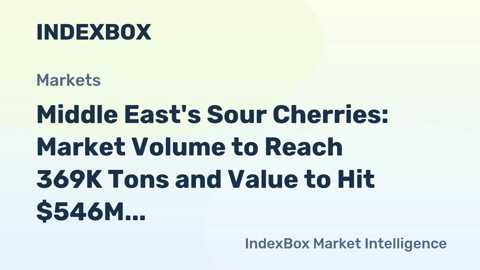 Middle East's Sour Cherries: Market Volume to Reach 369K Tons and Value to Hit $546M by 2035