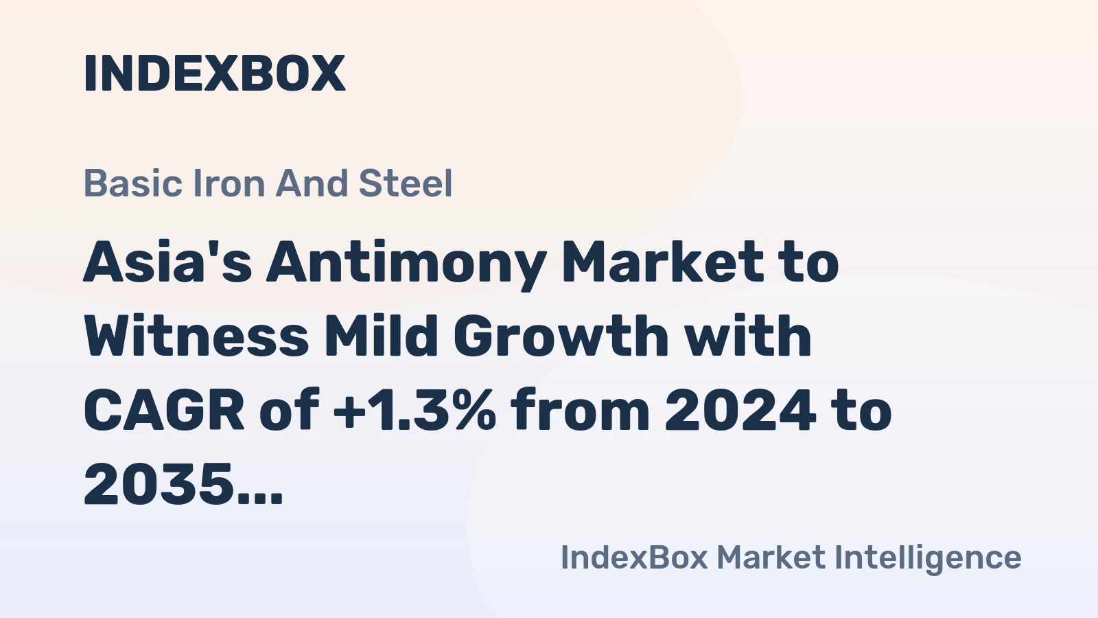 Asia's Antimony Market to Witness Mild Growth with CAGR of +1.3% from 2024 to 2035, Reaching $5.3B by End of 2035