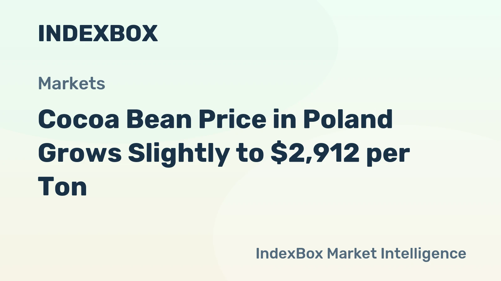 Cocoa Bean Price in Poland Grows Slightly to $2,912 per Ton