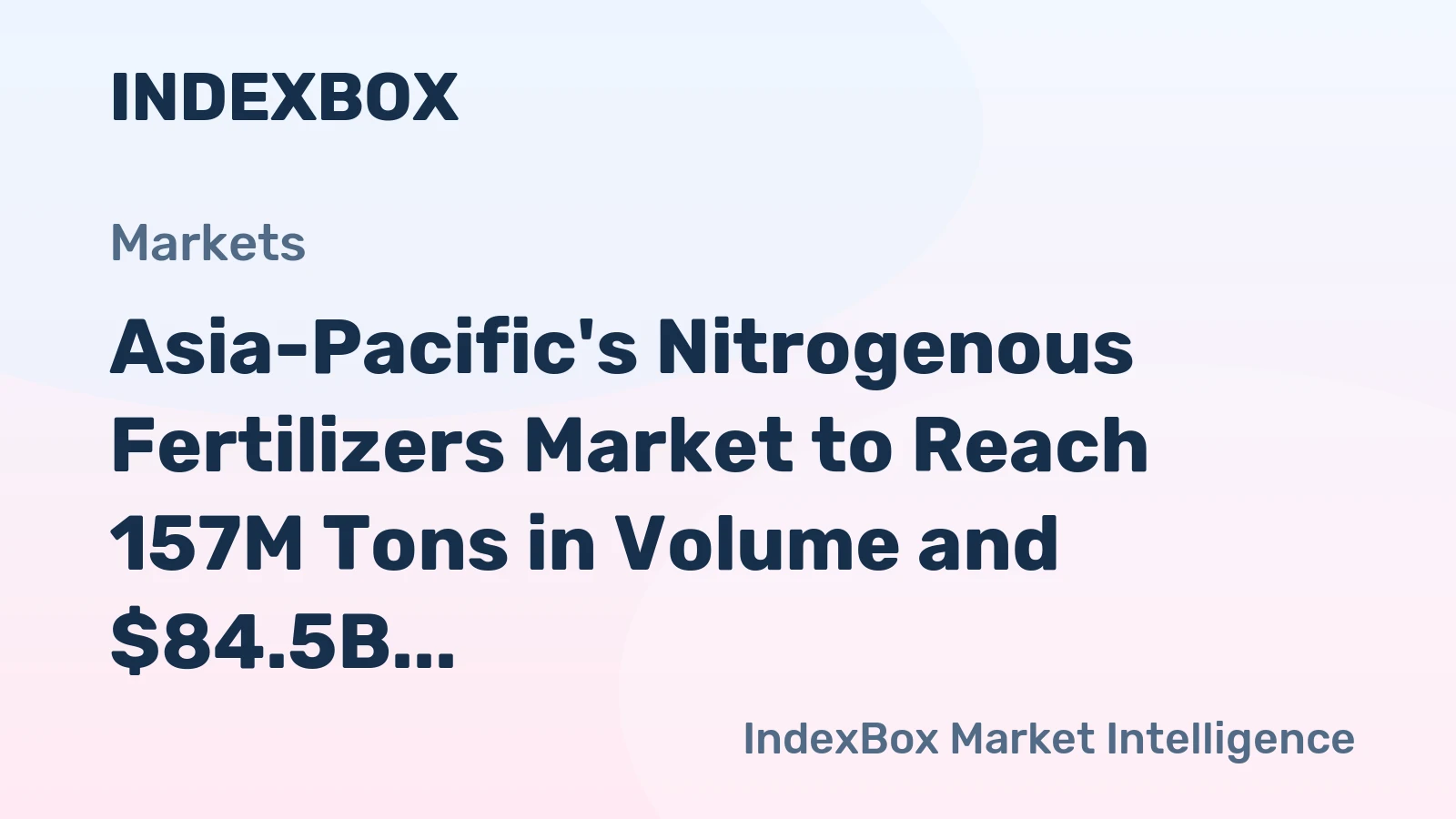 Asia-Pacific's Nitrogenous Fertilizers Market to Reach 157M Tons in Volume and $84.5B in Value by 2035