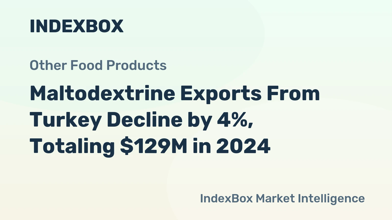 Maltodextrine Exports From Turkey Decline by 4%, Totaling $129M in 2024