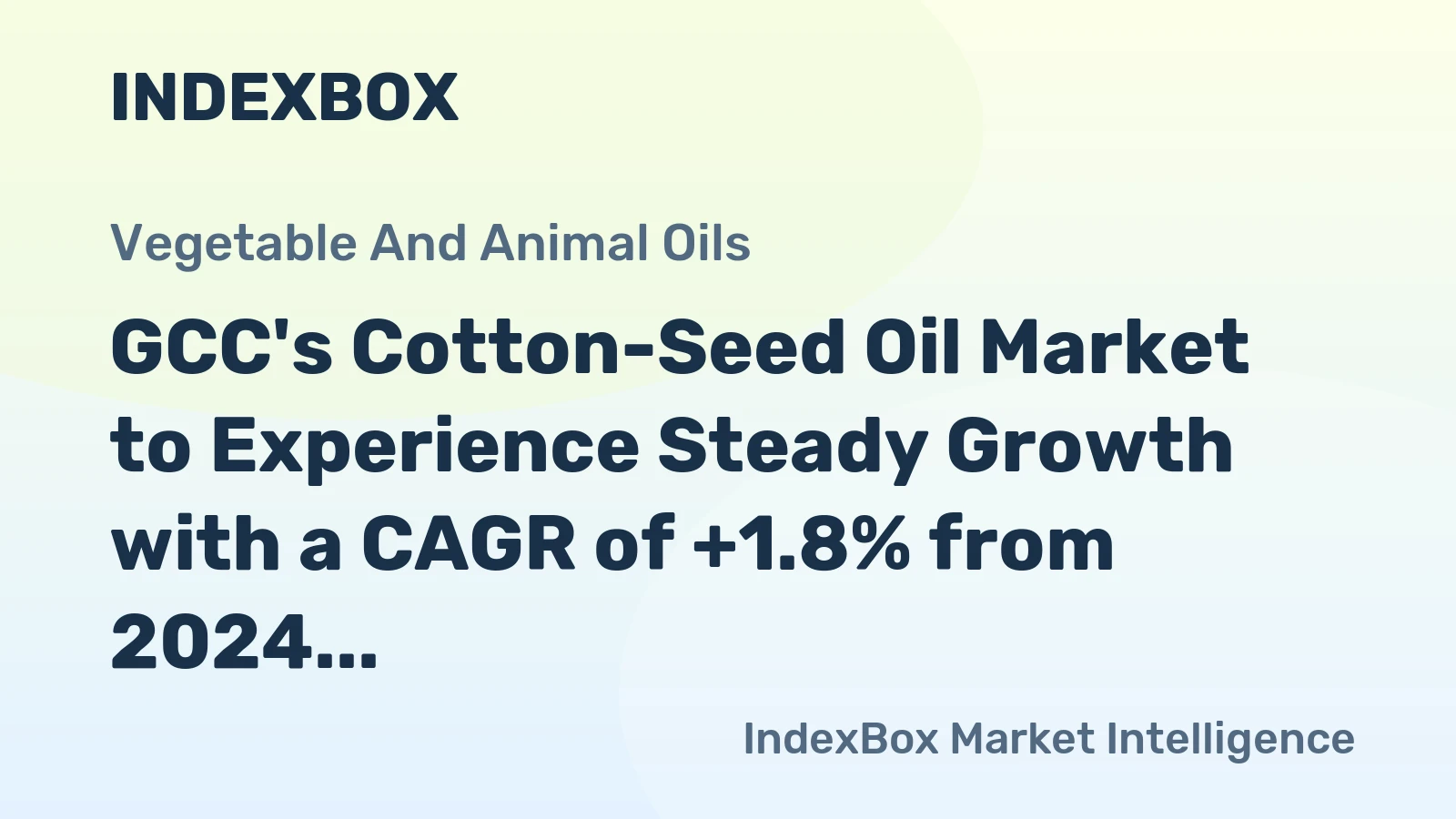 GCC's Cotton-Seed Oil Market to Experience Steady Growth with a CAGR of +1.8% from 2024 to 2035