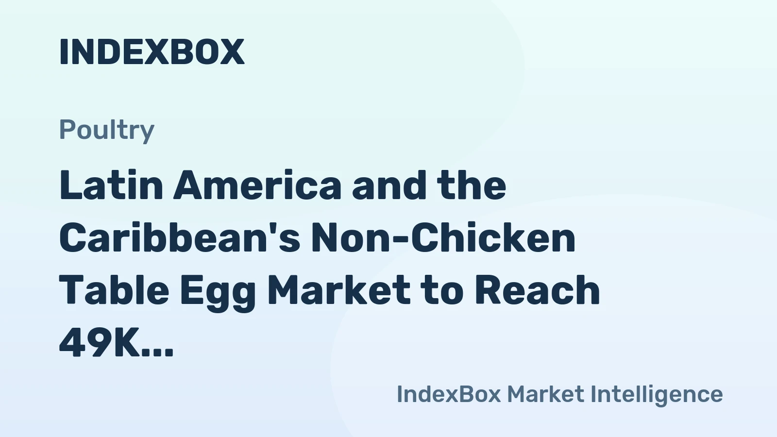 Latin America and the Caribbean's Non-Chicken Table Egg Market to Reach 49K Tons and $83M by 2035