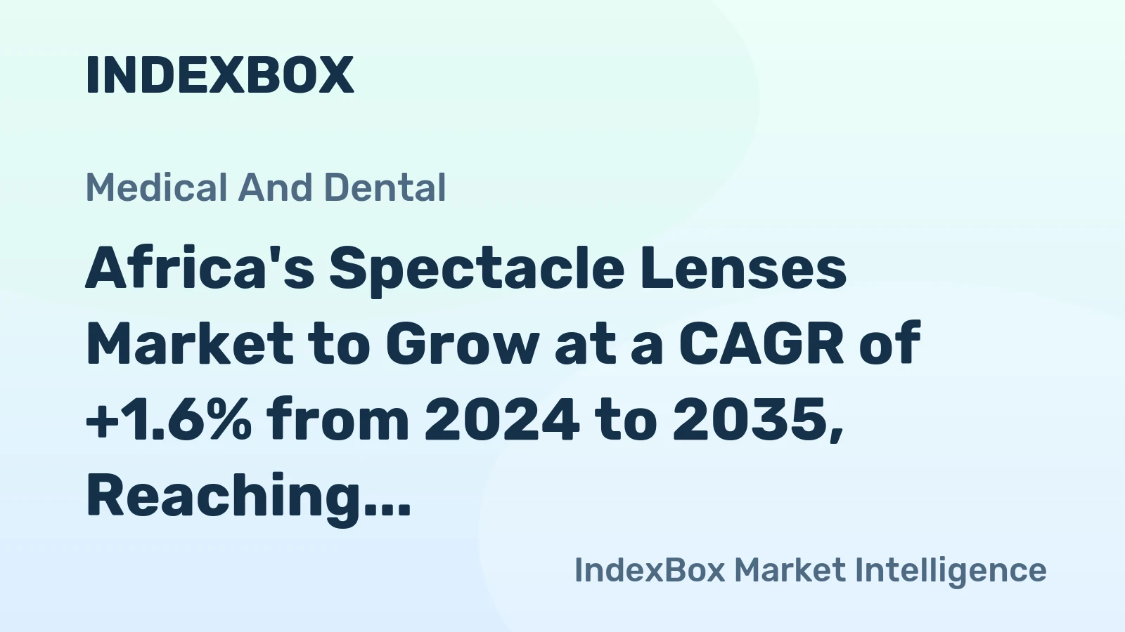 Africa's Spectacle Lenses Market to Grow at a CAGR of +1.6% from 2024 to 2035, Reaching 183M units
