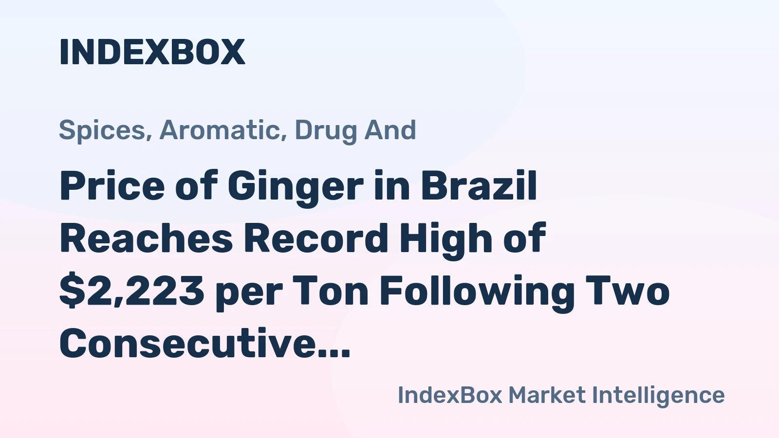 Price of Ginger in Brazil Reaches Record High of $2,223 per Ton Following Two Consecutive Months of Growth