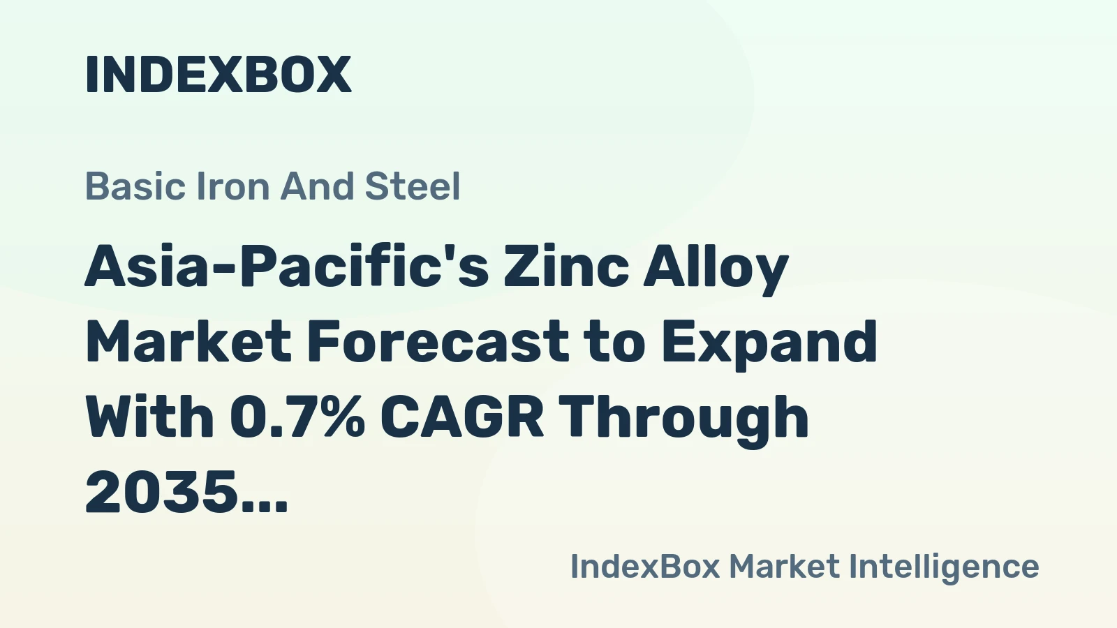 Asia-Pacific's Zinc Alloy Market Forecast to Expand With 0.7% CAGR Through 2035