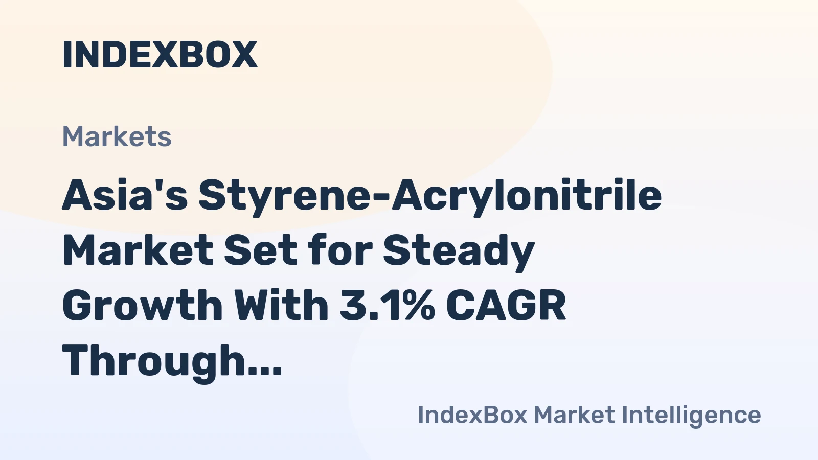 Asia's Styrene-Acrylonitrile Market Set for Steady Growth With 3.1% CAGR Through 2035