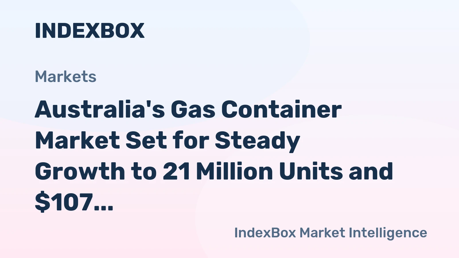 Australia's Gas Container Market Set for Steady Growth to 21 Million Units and $107 Million Value