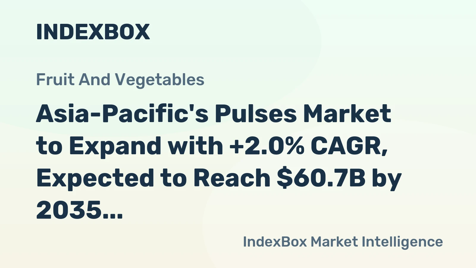 Asia-Pacific's Pulses Market to Expand with +2.0% CAGR, Expected to Reach $60.7B by 2035