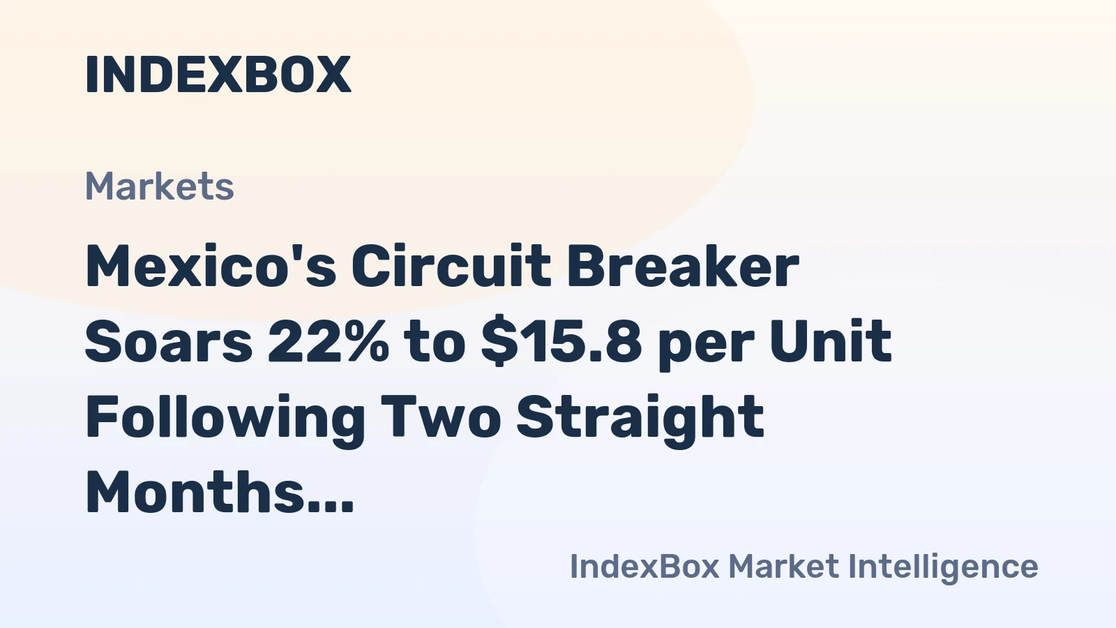 Mexico's Circuit Breaker Soars 22% to $15.8 per Unit Following Two Straight Months of Expansion.