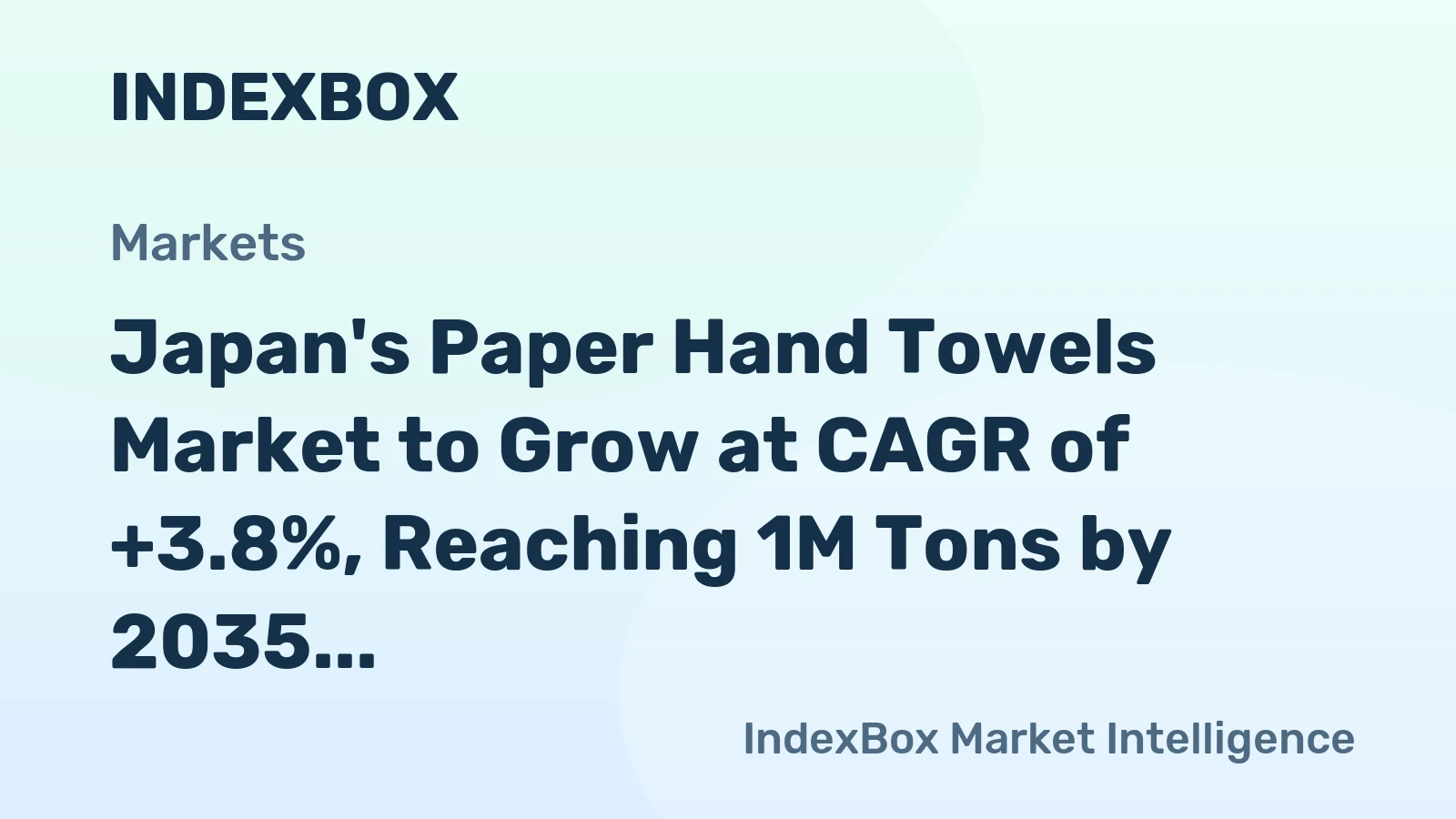 Japan's Paper Hand Towels Market to Grow at CAGR of +3.8%, Reaching 1M Tons by 2035