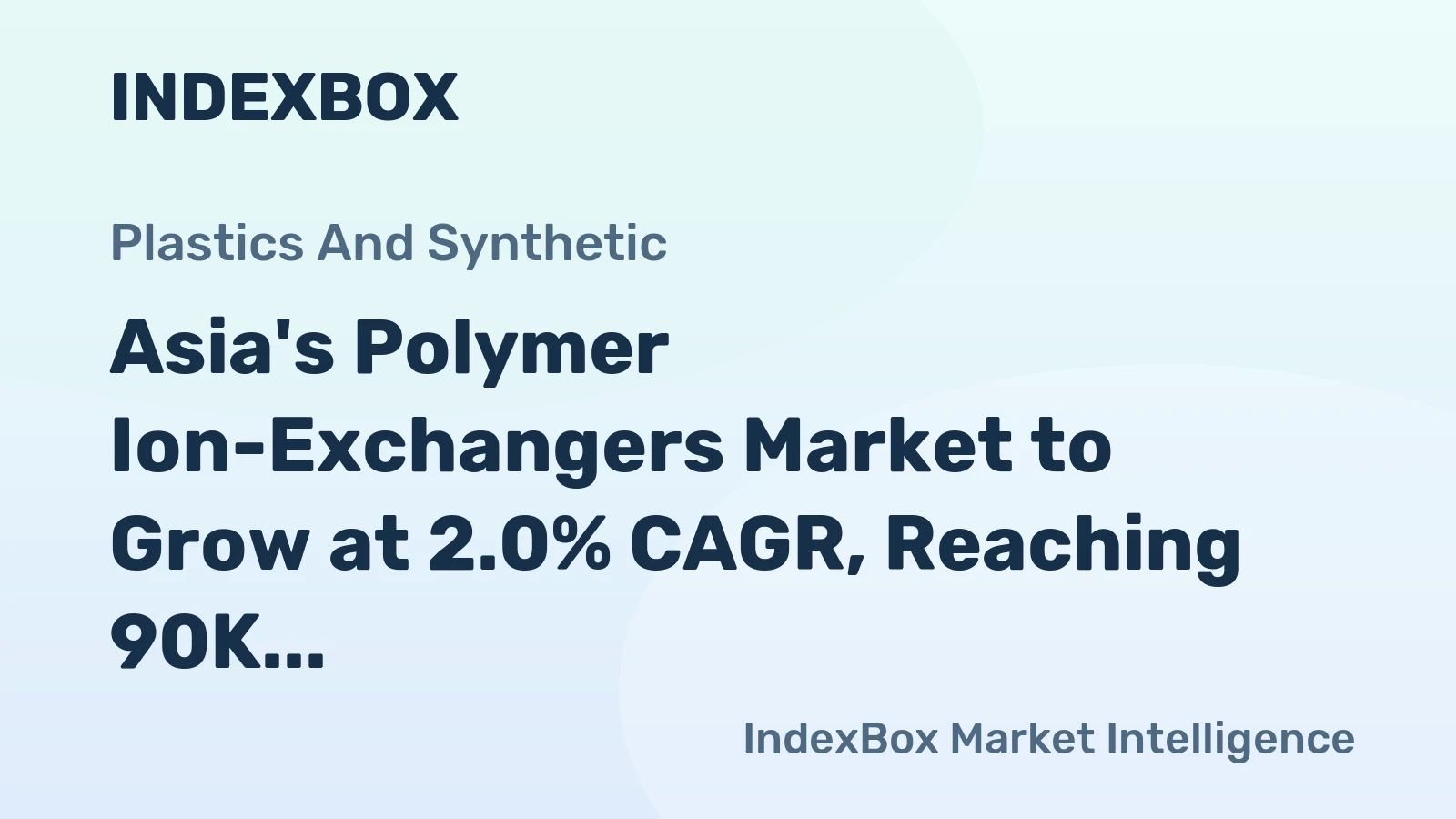 Asia's Polymer Ion-Exchangers Market to Grow at 2.0% CAGR, Reaching 90K tons by 2035