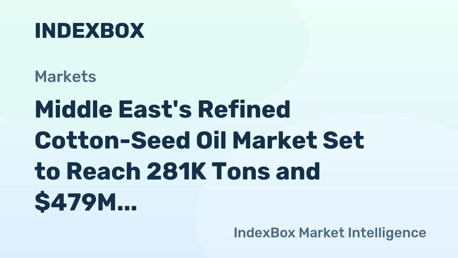 Middle East's Refined Cotton-Seed Oil Market Set to Reach 281K Tons and $479M by 2035