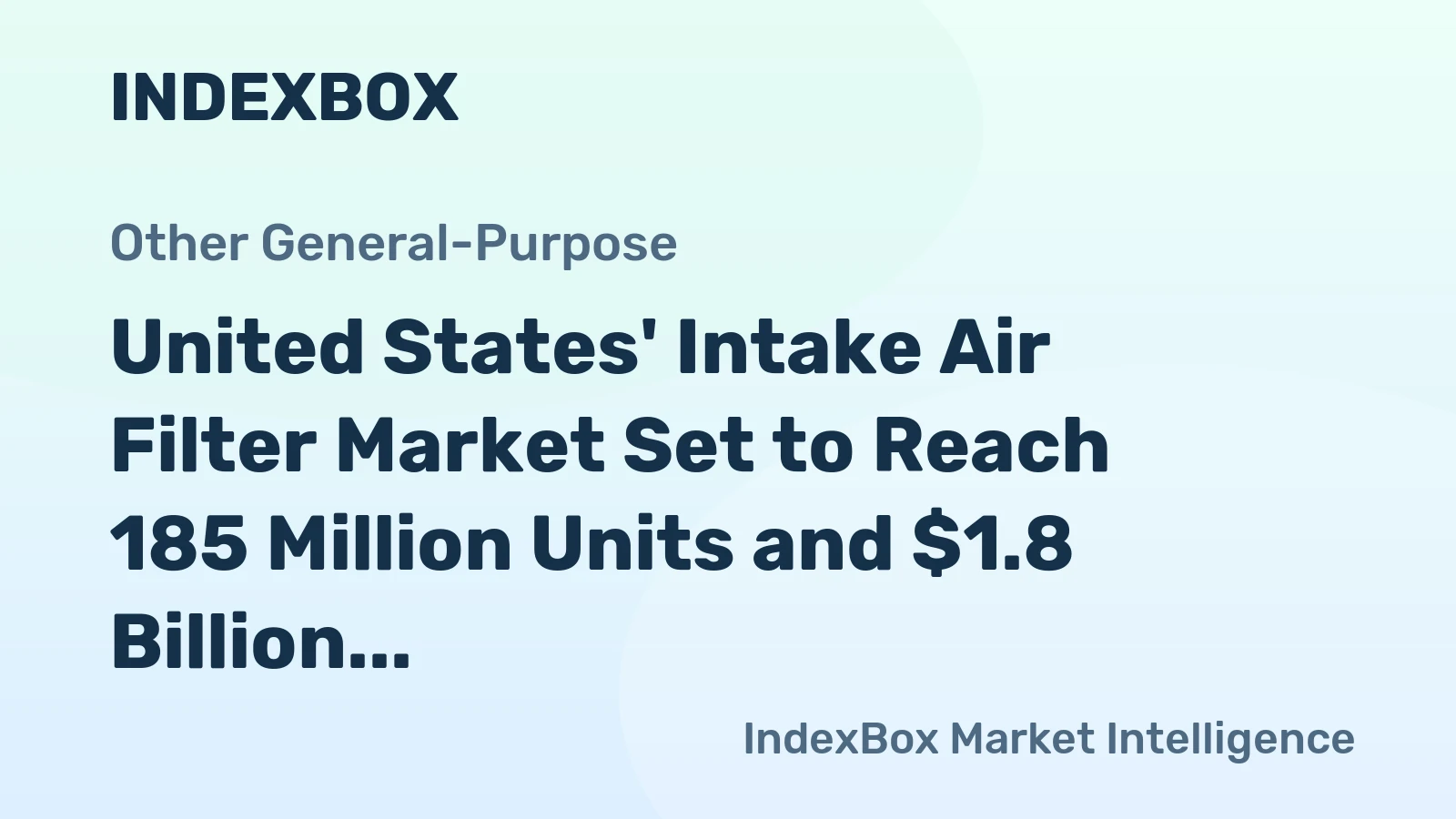 United States' Intake Air Filter Market Set to Reach 185 Million Units and $1.8 Billion in Value