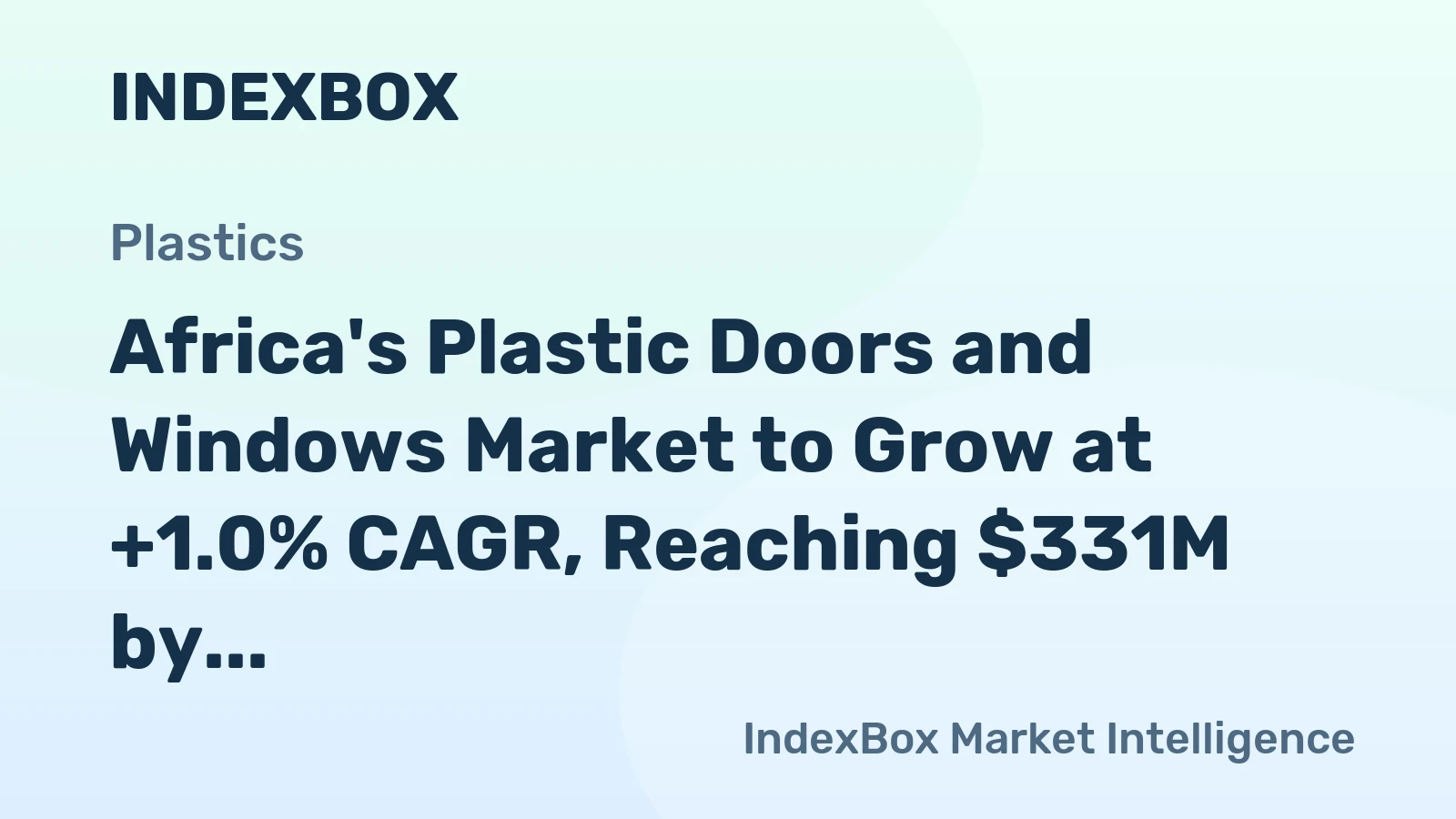 Africa's Plastic Doors and Windows Market to Grow at +1.0% CAGR, Reaching $331M by 2035