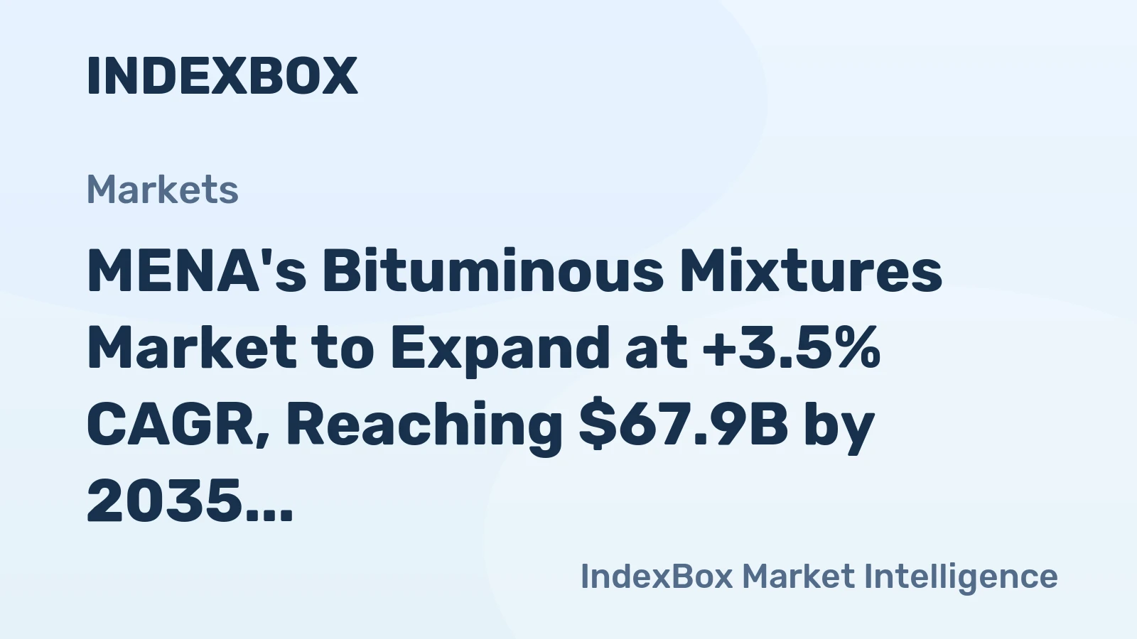 MENA's Bituminous Mixtures Market to Expand at +3.5% CAGR, Reaching $67.9B by 2035