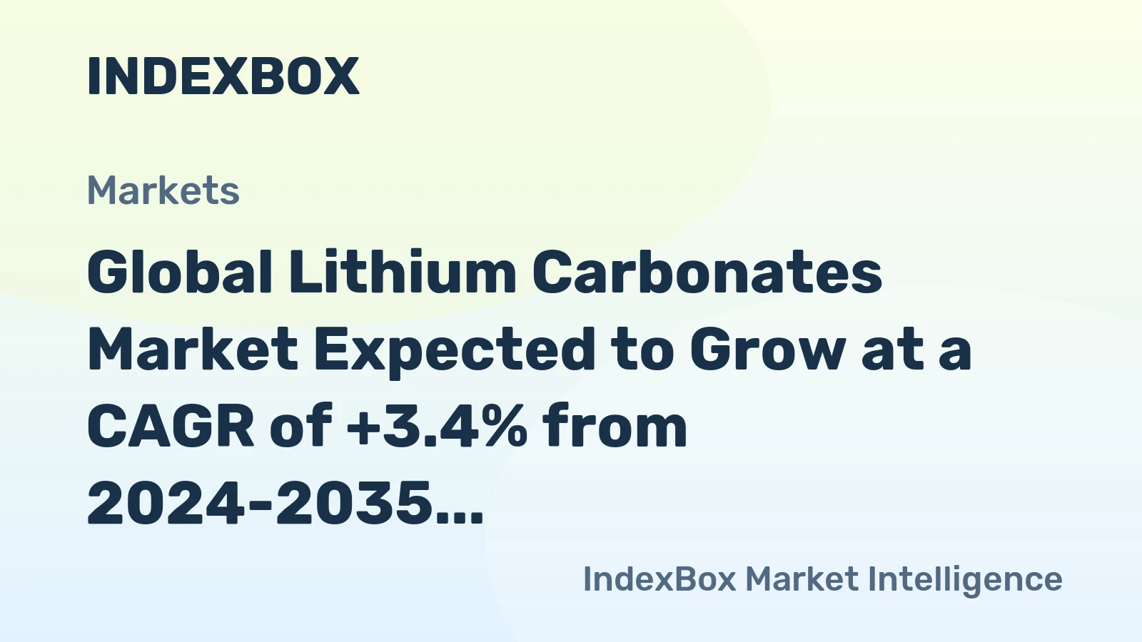 Global Lithium Carbonates Market Expected to Grow at a CAGR of +3.4% from 2024-2035, Reaching $9.5B