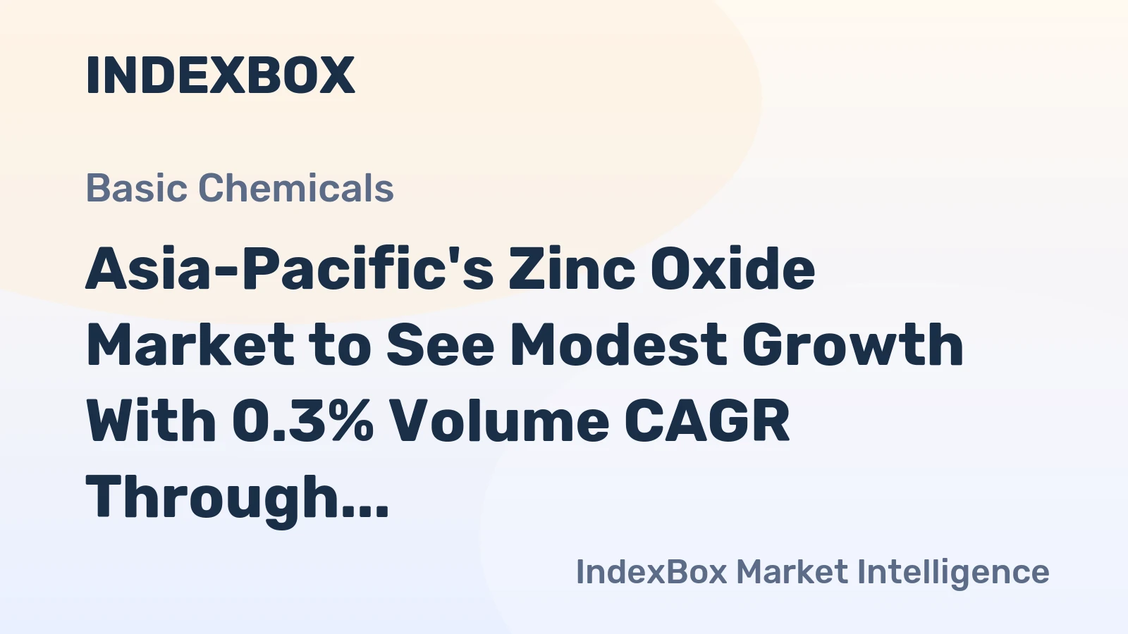Asia-Pacific's Zinc Oxide Market to See Modest Growth With 0.3% Volume CAGR Through 2035