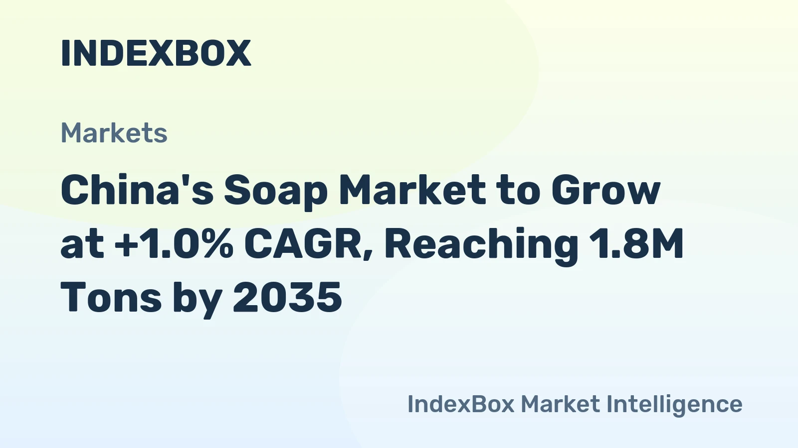China's Soap Market to Grow at +1.0% CAGR, Reaching 1.8M Tons by 2035