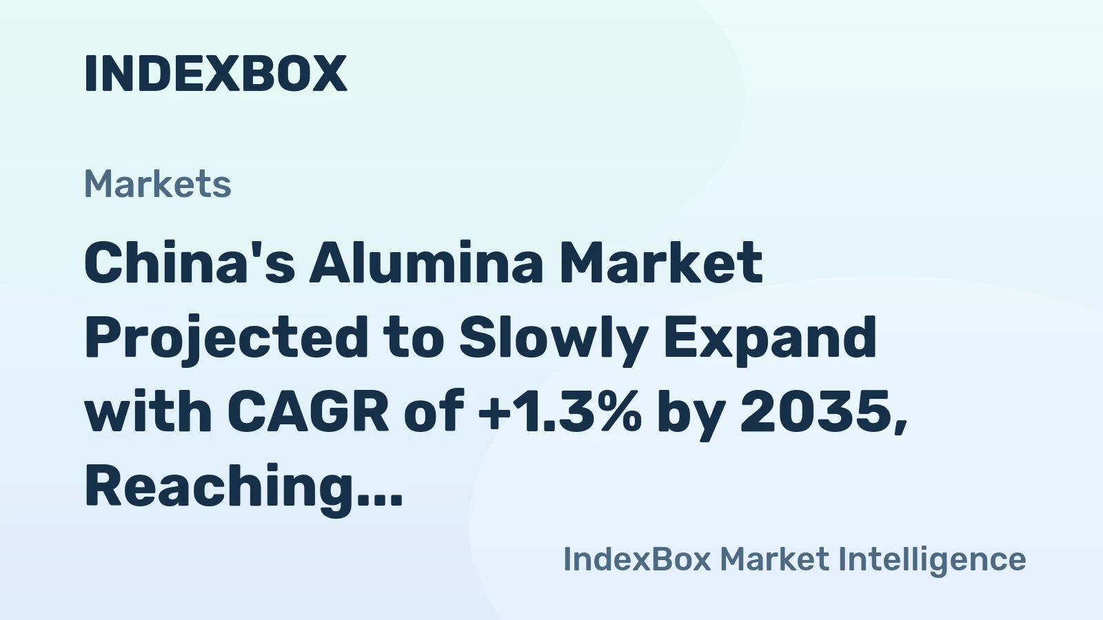 China's Alumina Market Projected to Slowly Expand with CAGR of +1.3% by 2035, Reaching $62.3B in Value