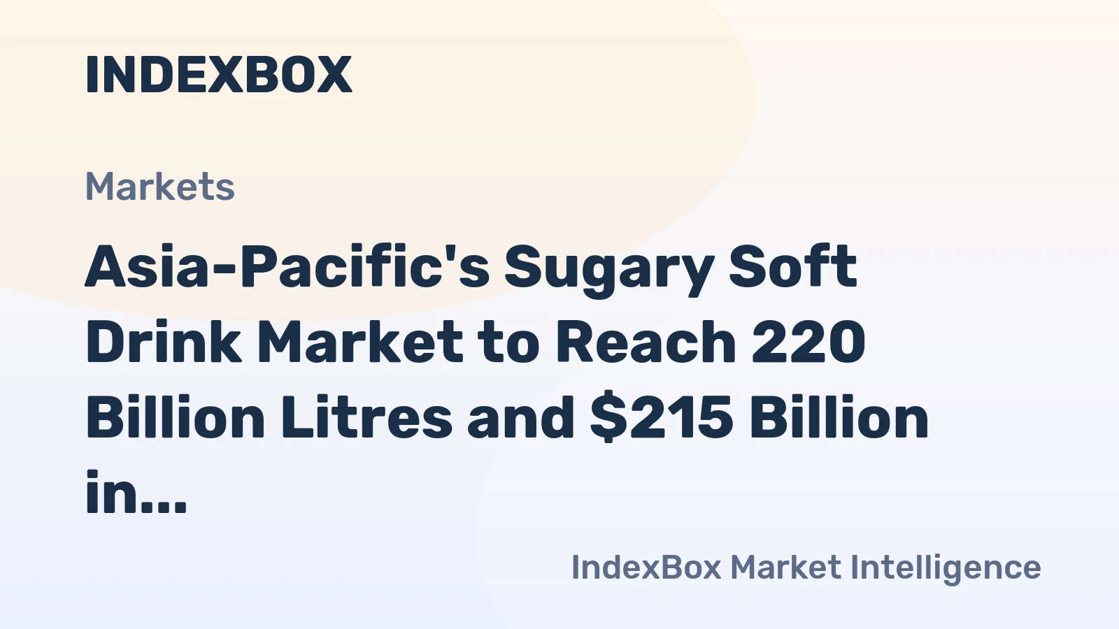 Asia-Pacific's Sugary Soft Drink Market to Reach 220 Billion Litres and $215 Billion in Value
