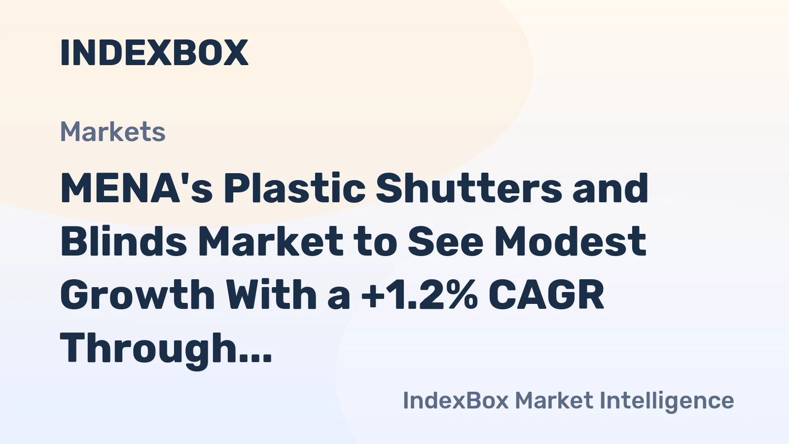 MENA's Plastic Shutters and Blinds Market to See Modest Growth With a +1.2% CAGR Through 2035