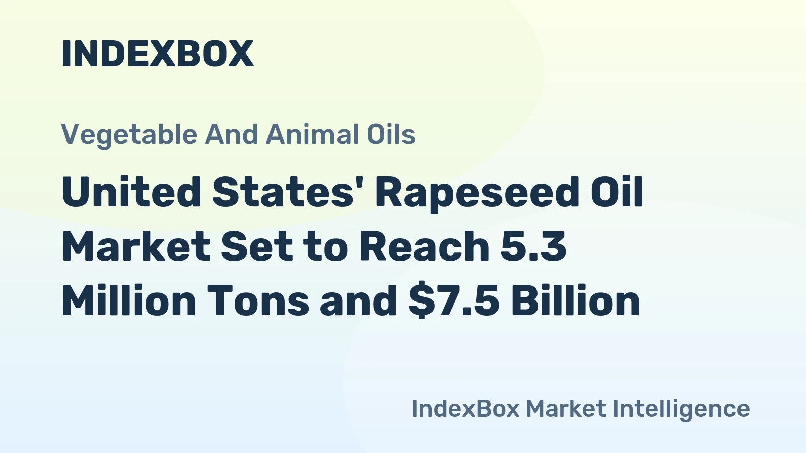 United States' Rapeseed Oil Market Set to Reach 5.3 Million Tons and $7.5 Billion
