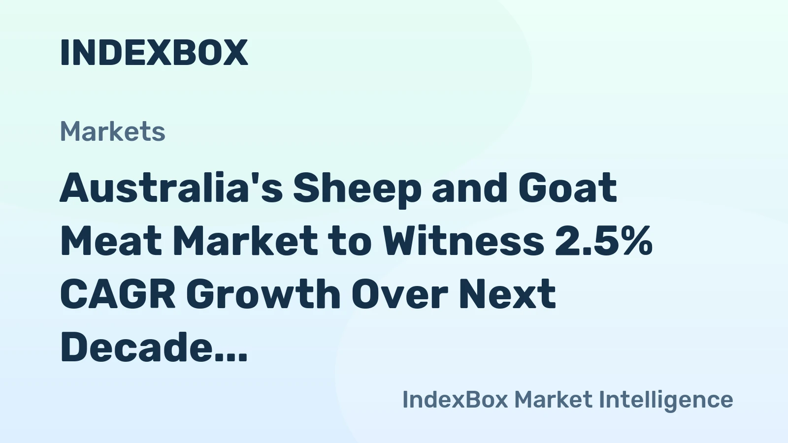 Australia's Sheep and Goat Meat Market to Witness 2.5% CAGR Growth Over Next Decade