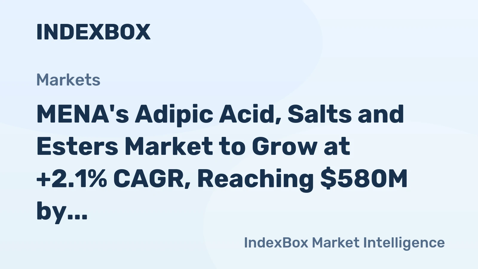 MENA's Adipic Acid, Salts and Esters Market to Grow at +2.1% CAGR, Reaching $580M by 2035