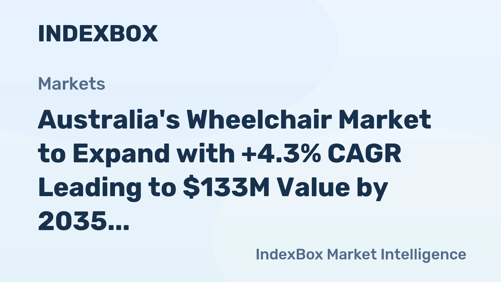 Australia's Wheelchair Market to Expand with +4.3% CAGR Leading to $133M Value by 2035