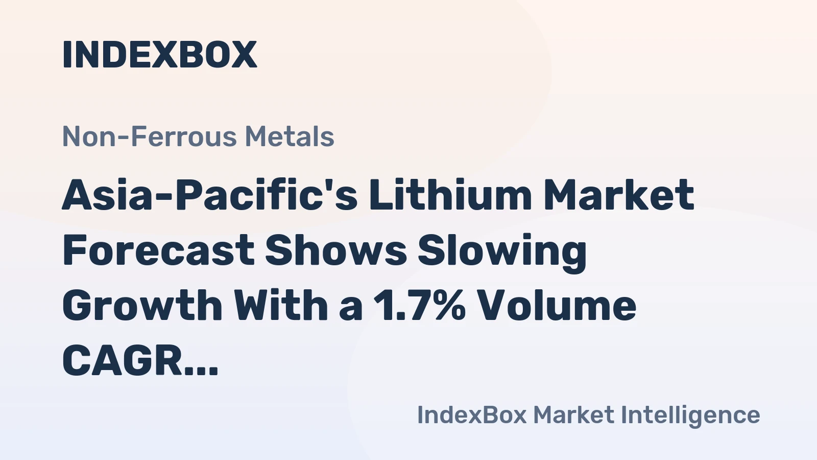 Asia-Pacific's Lithium Market Forecast Shows Slowing Growth With a 1.7% Volume CAGR Through 2035