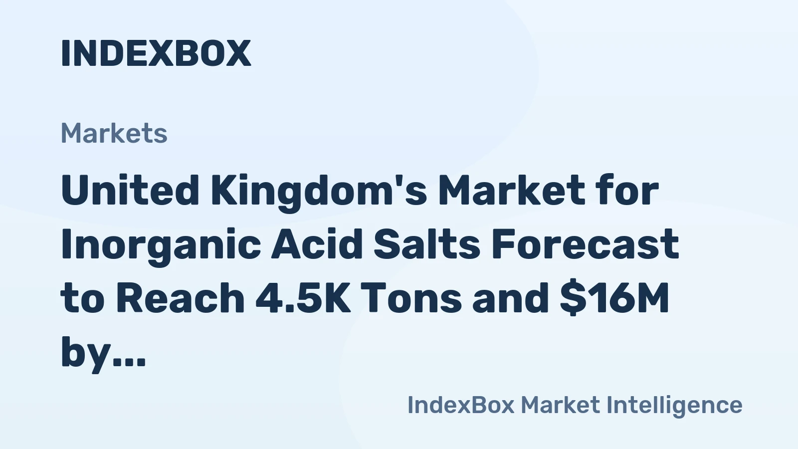 United Kingdom's Market for Inorganic Acid Salts Forecast to Reach 4.5K Tons and $16M by 2035