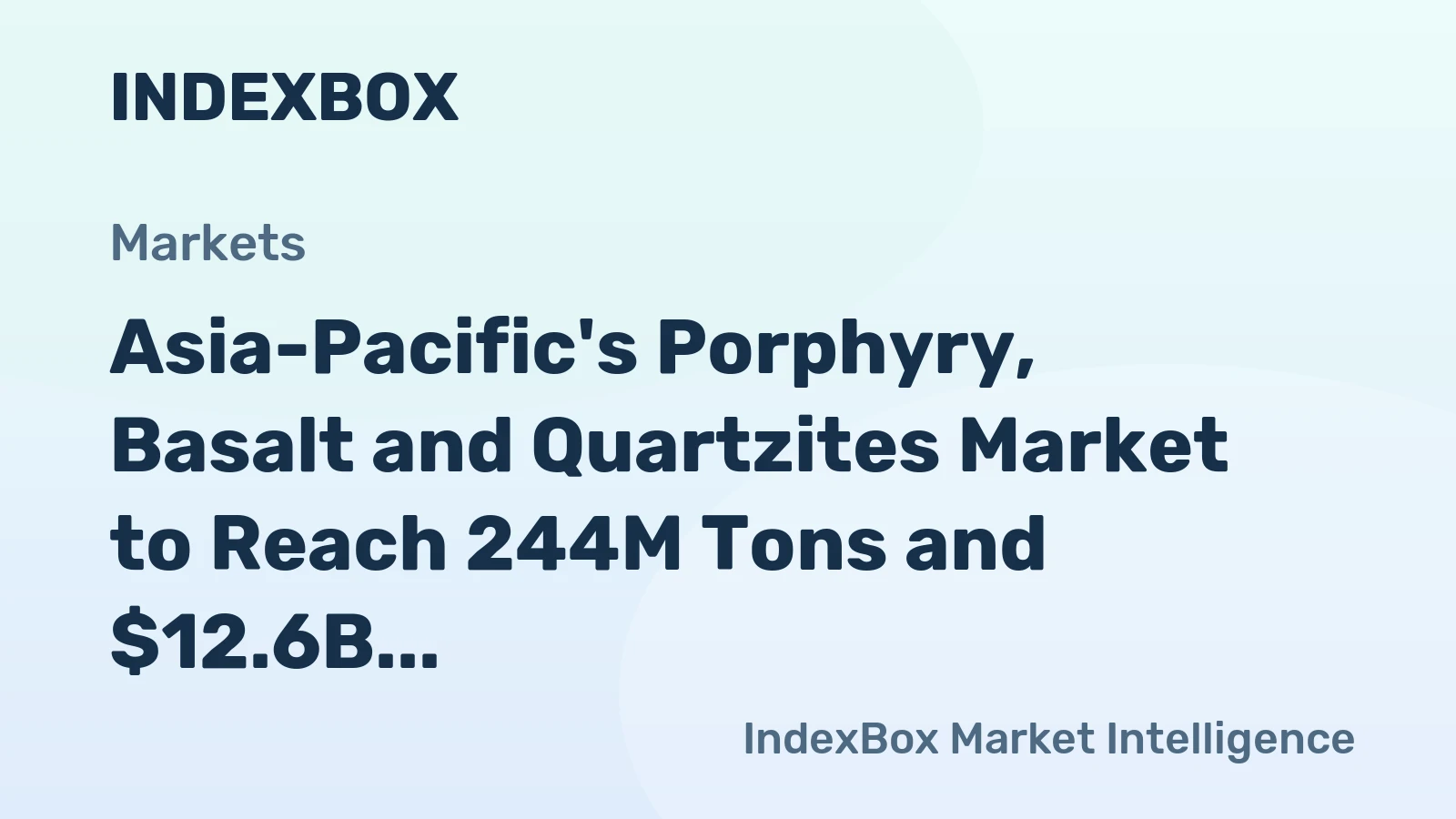 Asia-Pacific's Porphyry, Basalt and Quartzites Market to Reach 244M Tons and $12.6B by 2035
