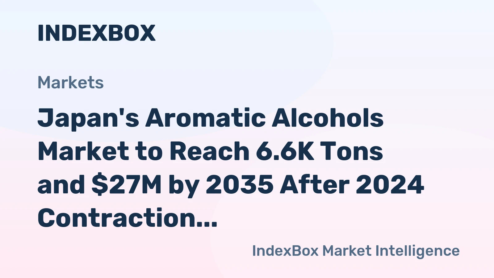 Japan's Aromatic Alcohols Market to Reach 6.6K Tons and $27M by 2035 After 2024 Contraction