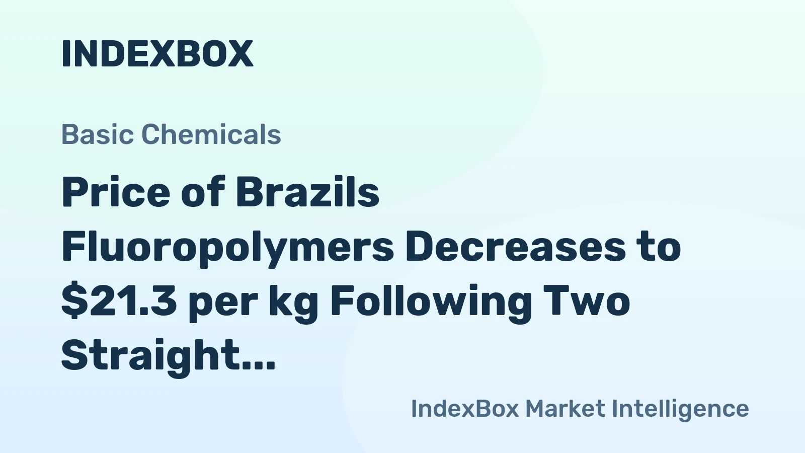 Price of Brazils Fluoropolymers Decreases to $21.3 per kg Following Two Straight Months of Decline